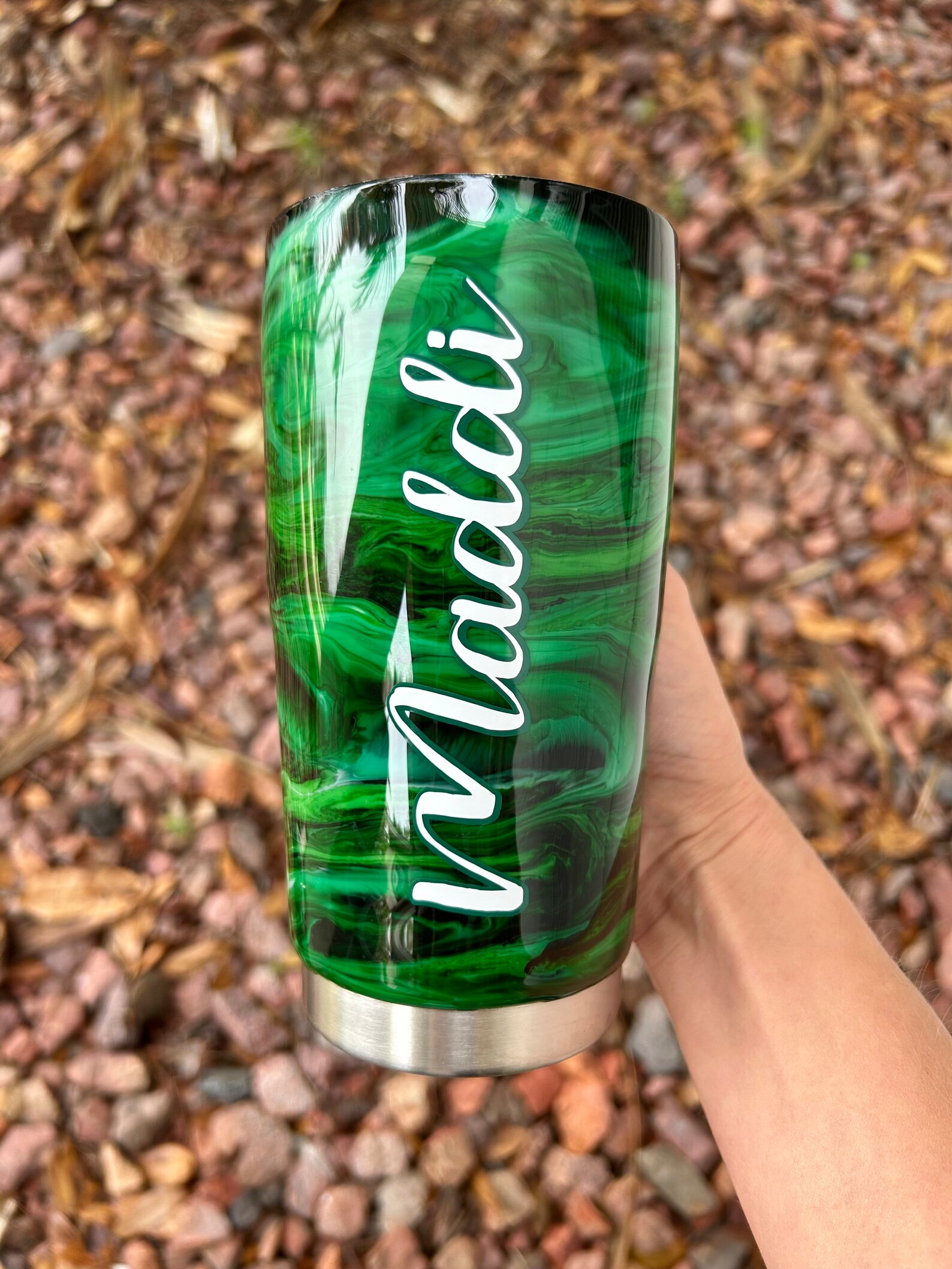 Green Swirl Tumbler Cup, Green Emerald Tie Dye Cup, Marbled Green ...