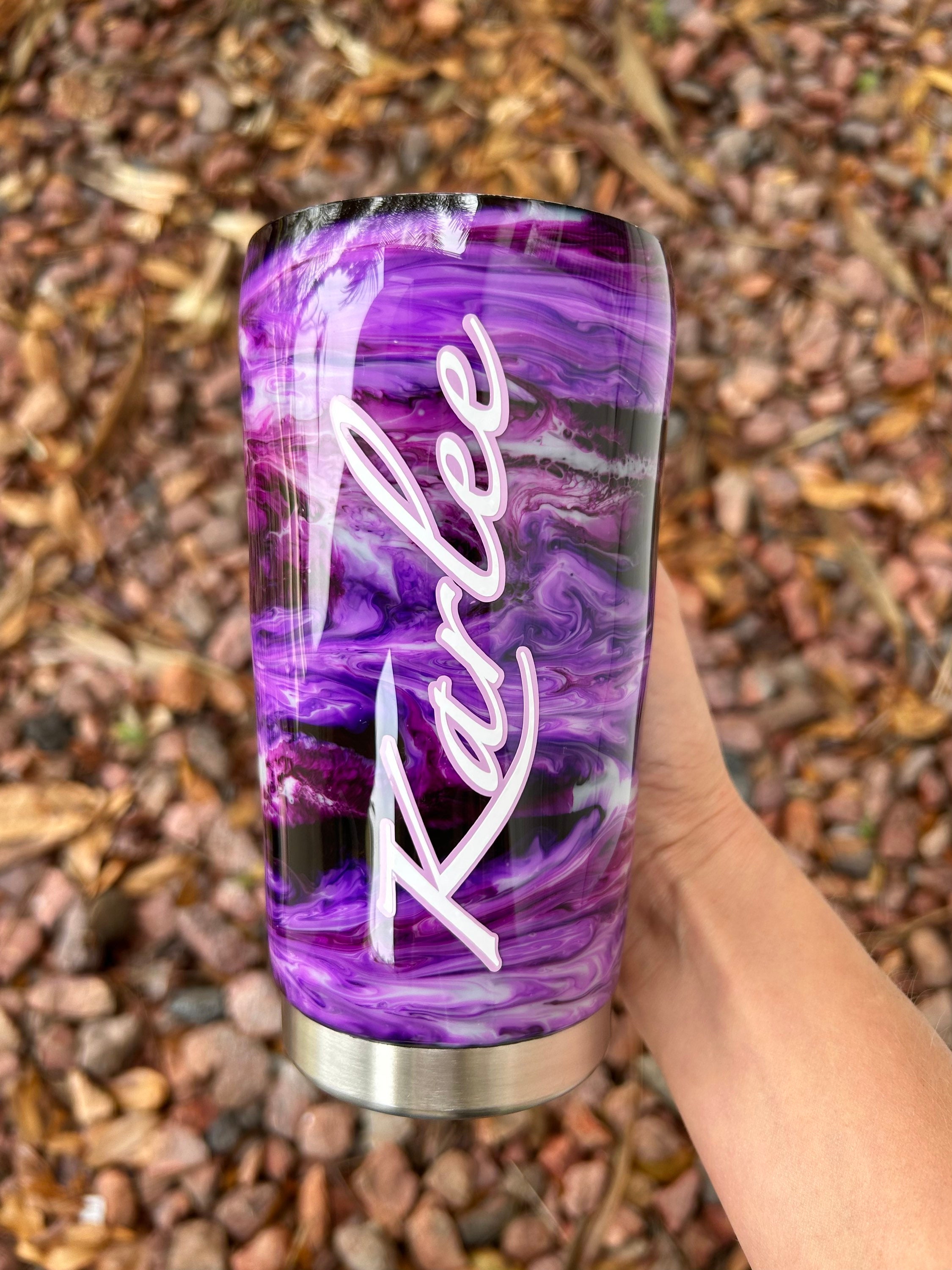 Purple Swirl Tumbler Cup, Purple Pink Tie Dye Cup, Marbled Purple Pink ...