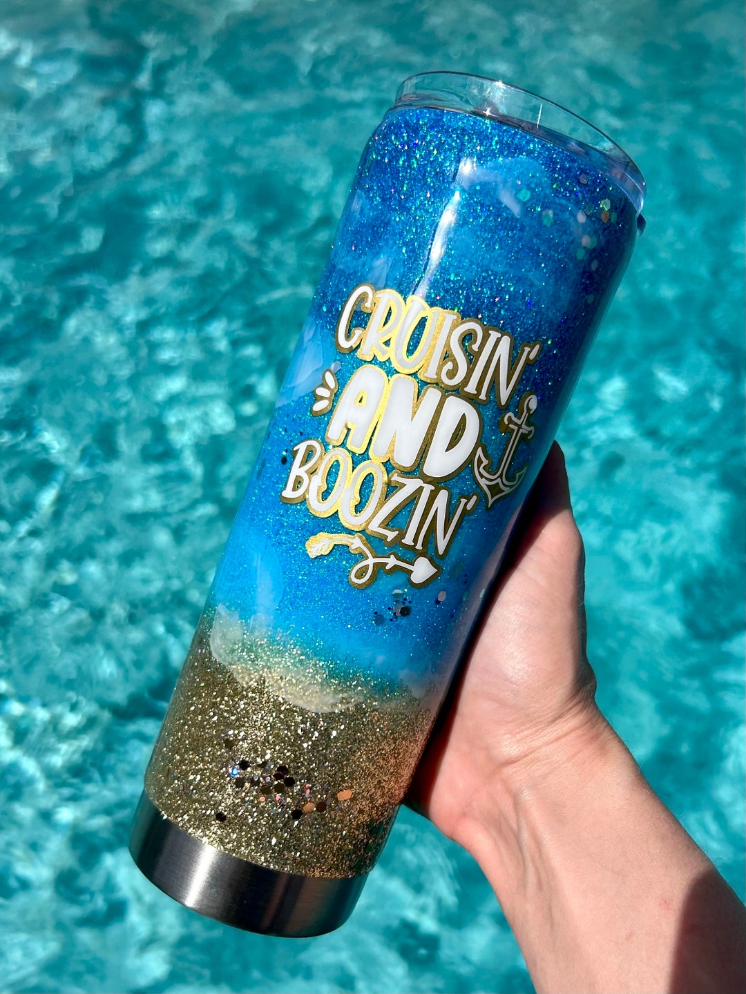 Cruise Tumbler Cup, Cruisin Boozin Tumbler, Booze Vacation Cup, Glitter ...