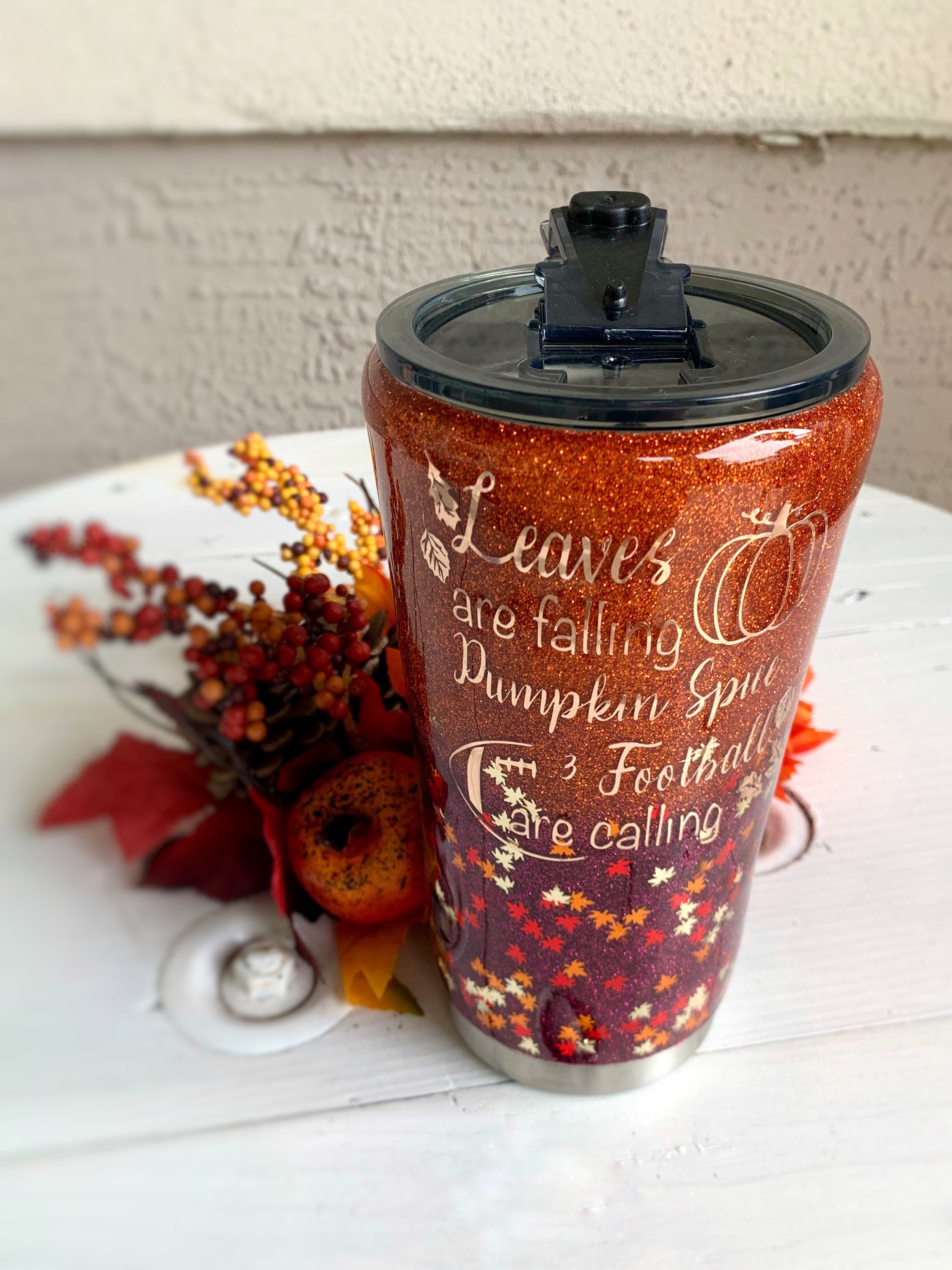 Fall Glitter Cup Leaves Are Falling Pumpkin Spice is | Etsy