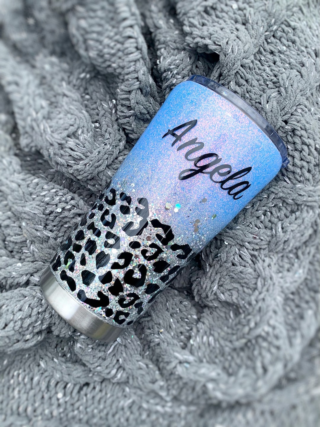 Cheetah Glitter Tumbler, Custom Animal Print Tumbler, Cheetah Print ...