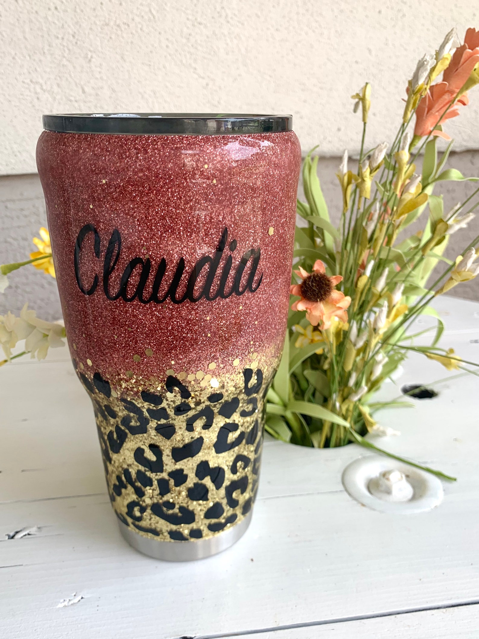 Cheetah Glitter Tumbler Custom Animal Print Tumbler Cheetah - Etsy