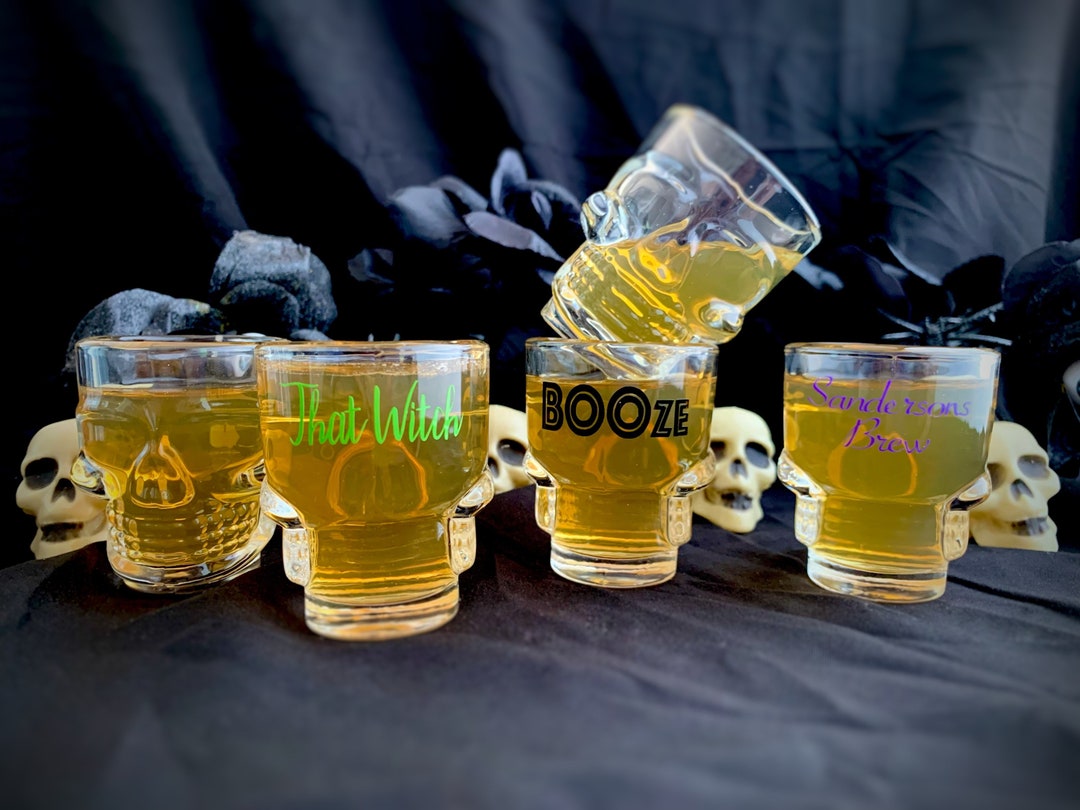 Custom Halloween Skull Shot Glass, Spooky Shotglass, Halloween Party ...