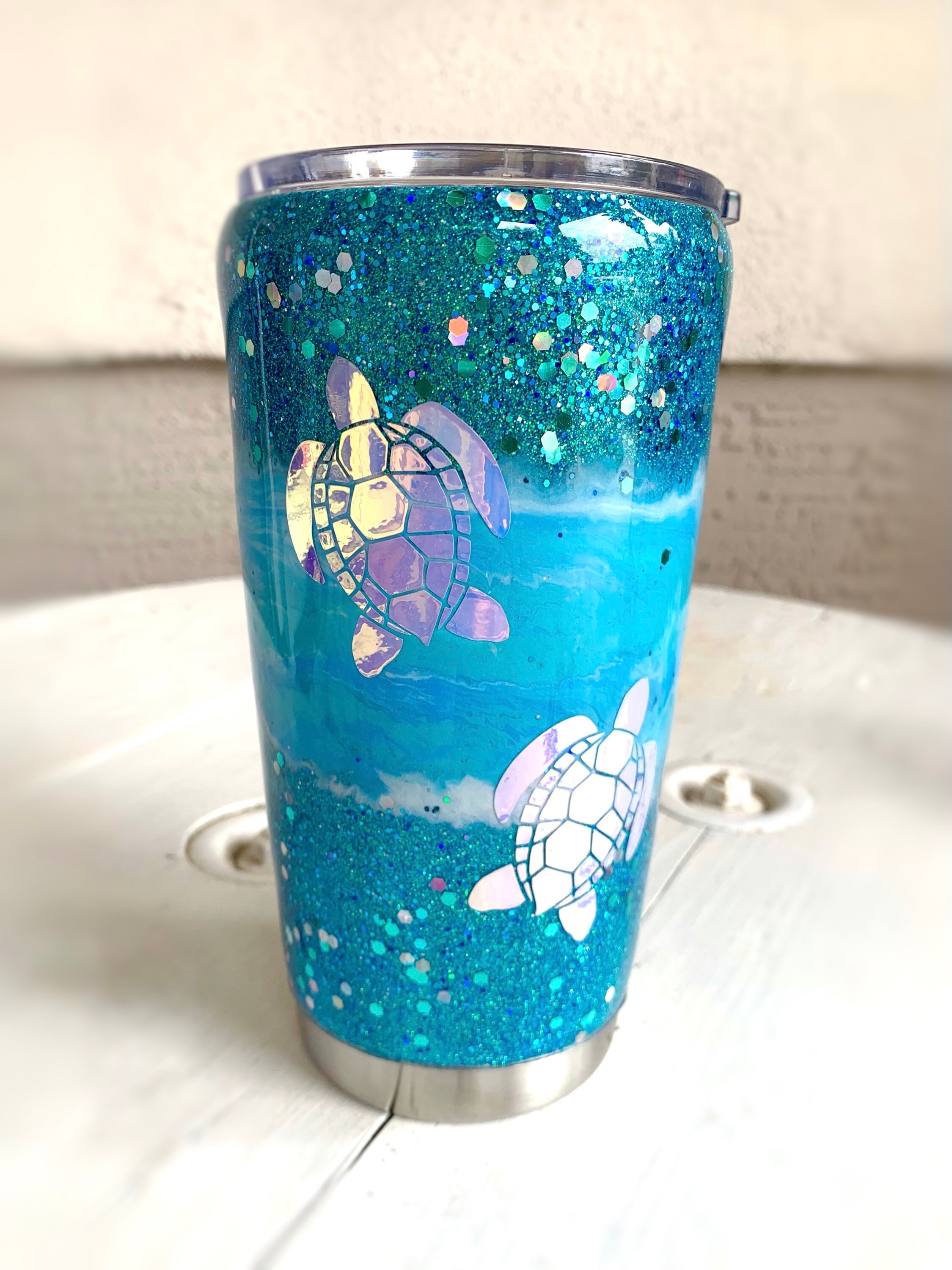 Sea Turtles Cup Glitter Turtles Tumbler Holographic Turtle - Etsy
