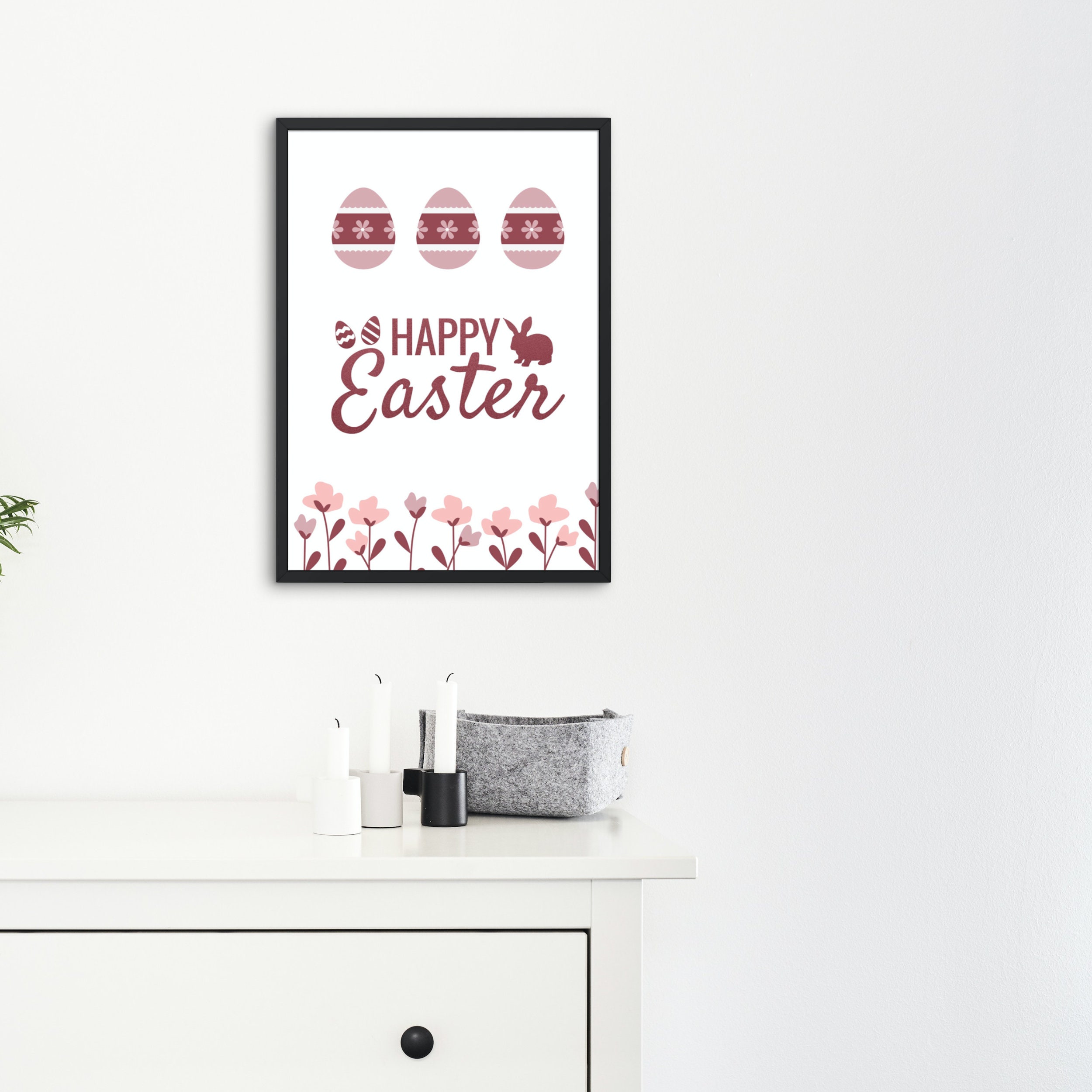 Easter Sign, Printable Easter Decor, Easter Egg and Bunny Digital ...