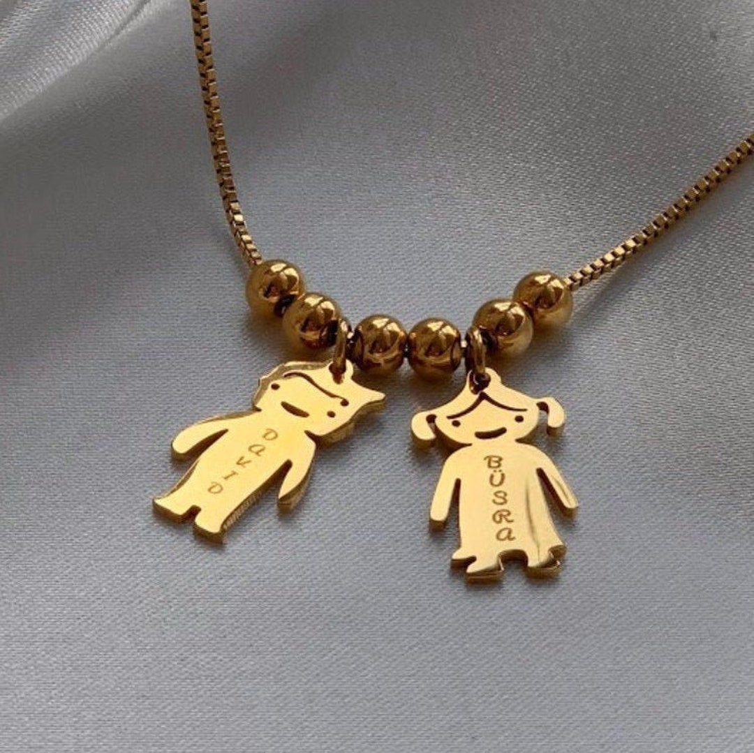 Chain KIDS With Children's Pendants Engraved With Names, for Moms With ...