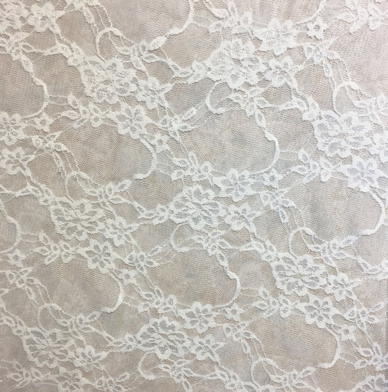 Stretch Lace Fabric Cream Floral Sample | Etsy
