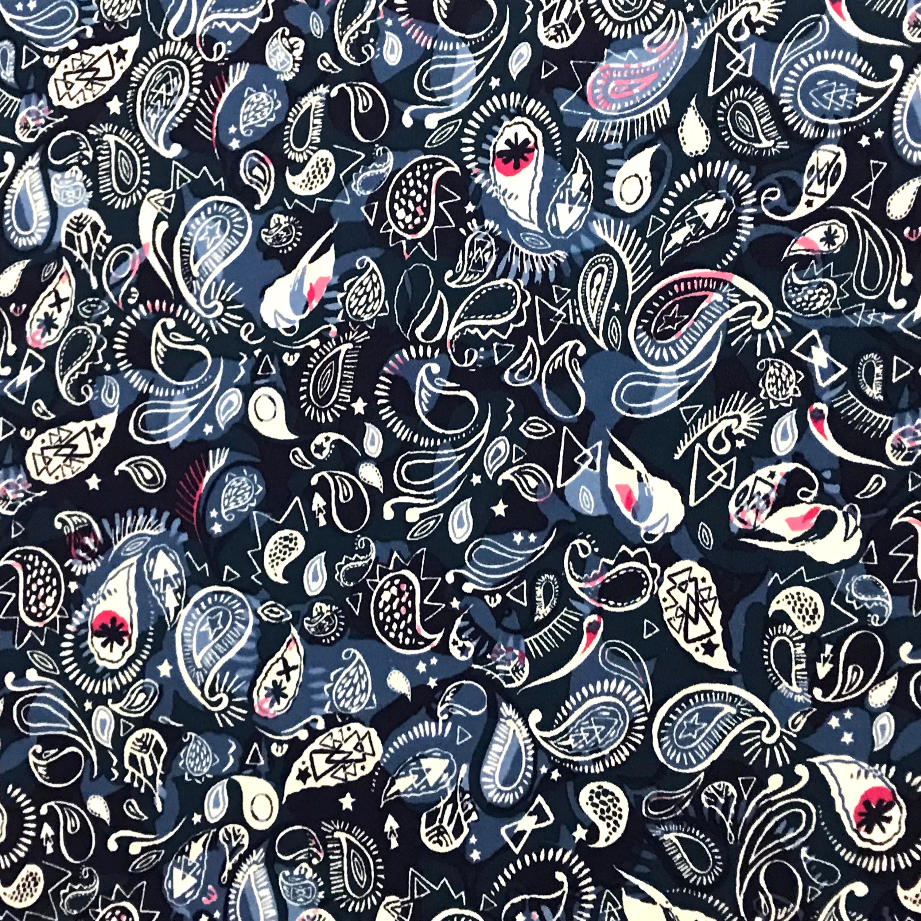 Double Brushed Poly Blue Paisley Print Fabric ~ Blue ~ DBP ~ by the ...