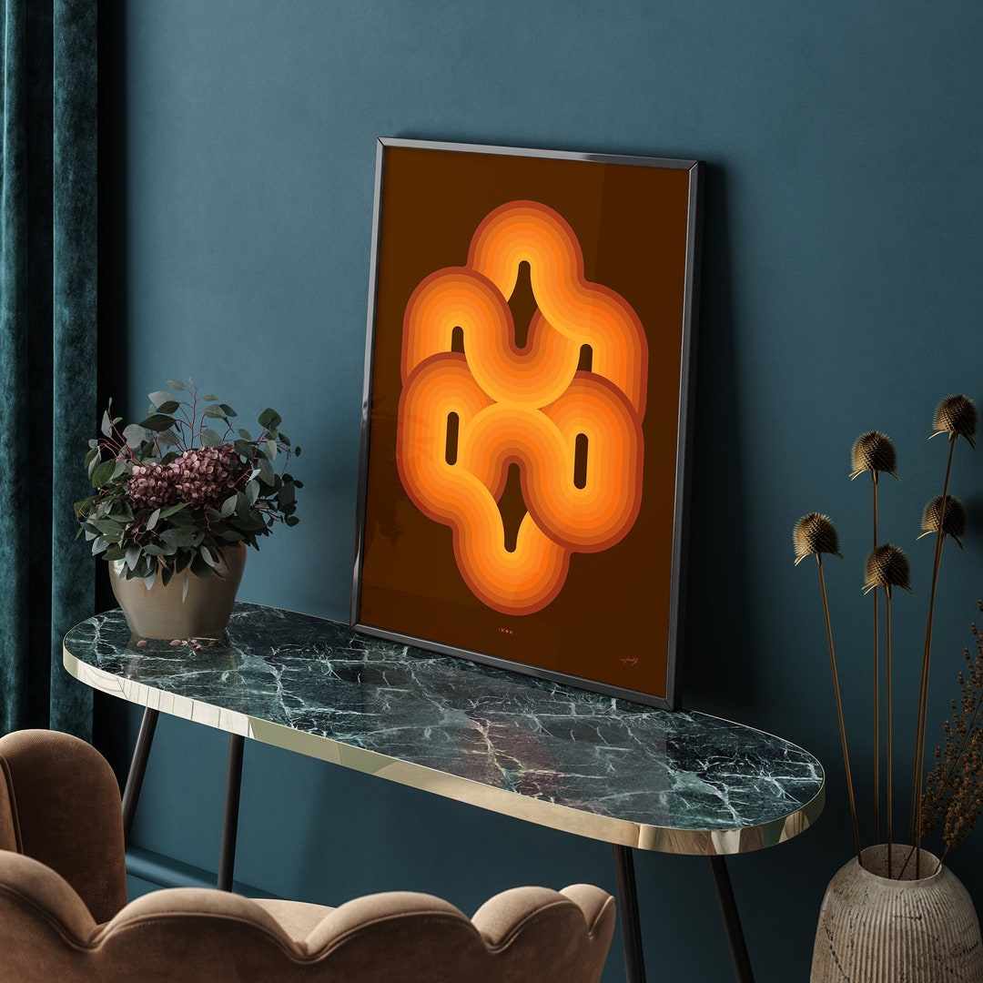 Art Print magma Vintage Poster Inspired 70s. Geometric Shapes and ...