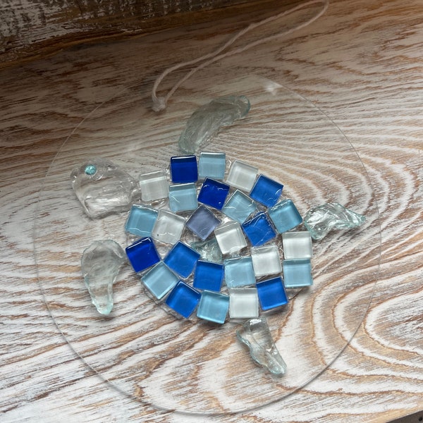 Crushed Sea Glass Turtle Art Etsy