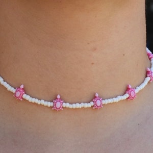 Boho Sea Turtle Beaded Choker With Seed Beads, Turtle, Colorful, Beachy ...