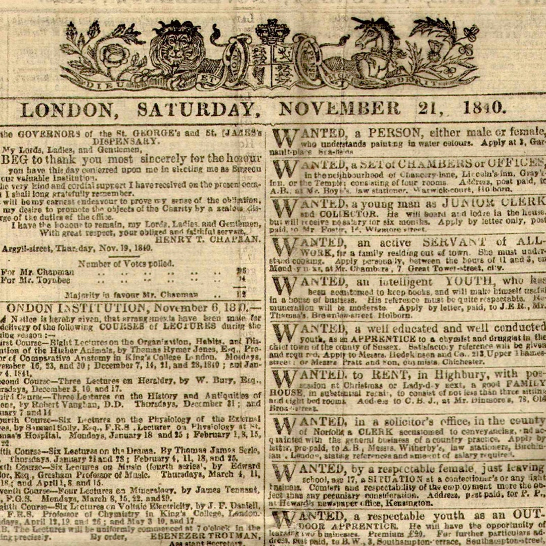 1840 Edition of the Times, London. Antique Newspaper. - Etsy