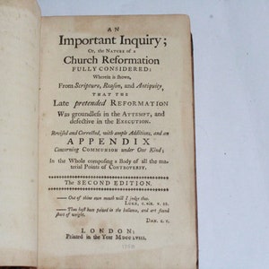 Antique Book, Church Reformation. 1758. - Etsy