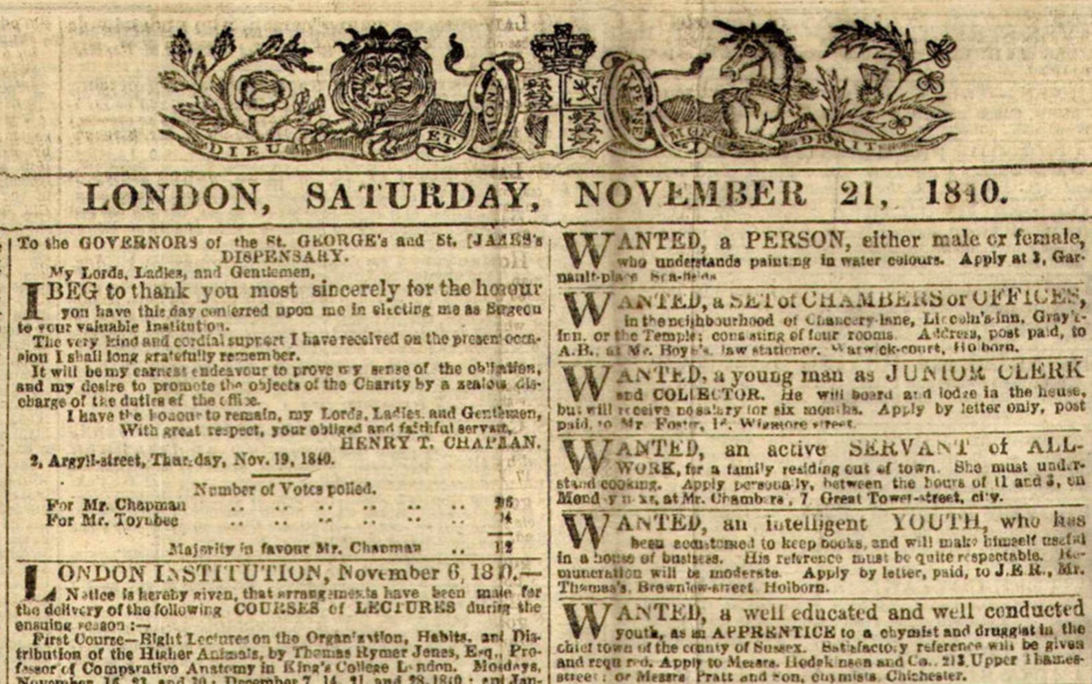 1840 Edition of the Times, London. Antique Newspaper. - Etsy