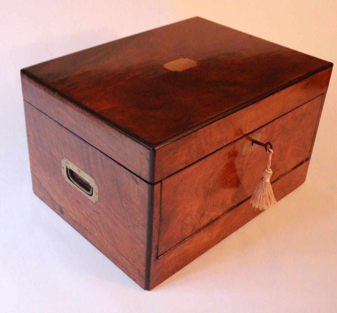 Large Writing Slope With Dip Pen, Key, Inkwell and Ephemera and Secret ...
