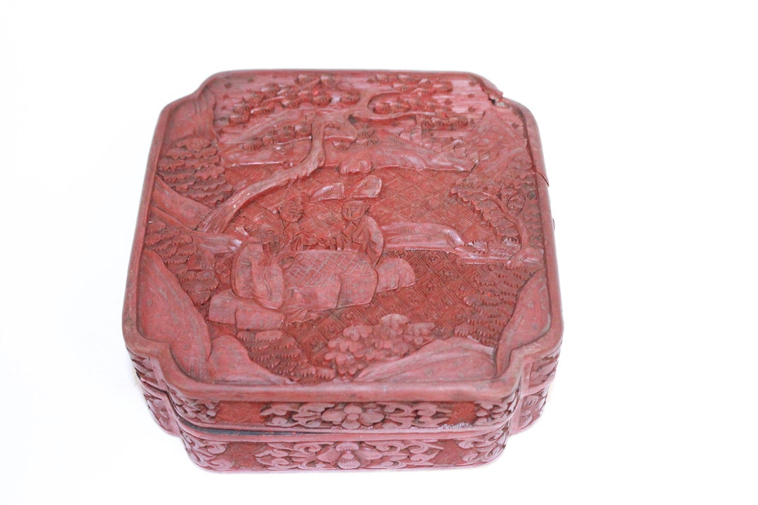 Antique Chinese Cinnabar Box, 19th Century - Etsy