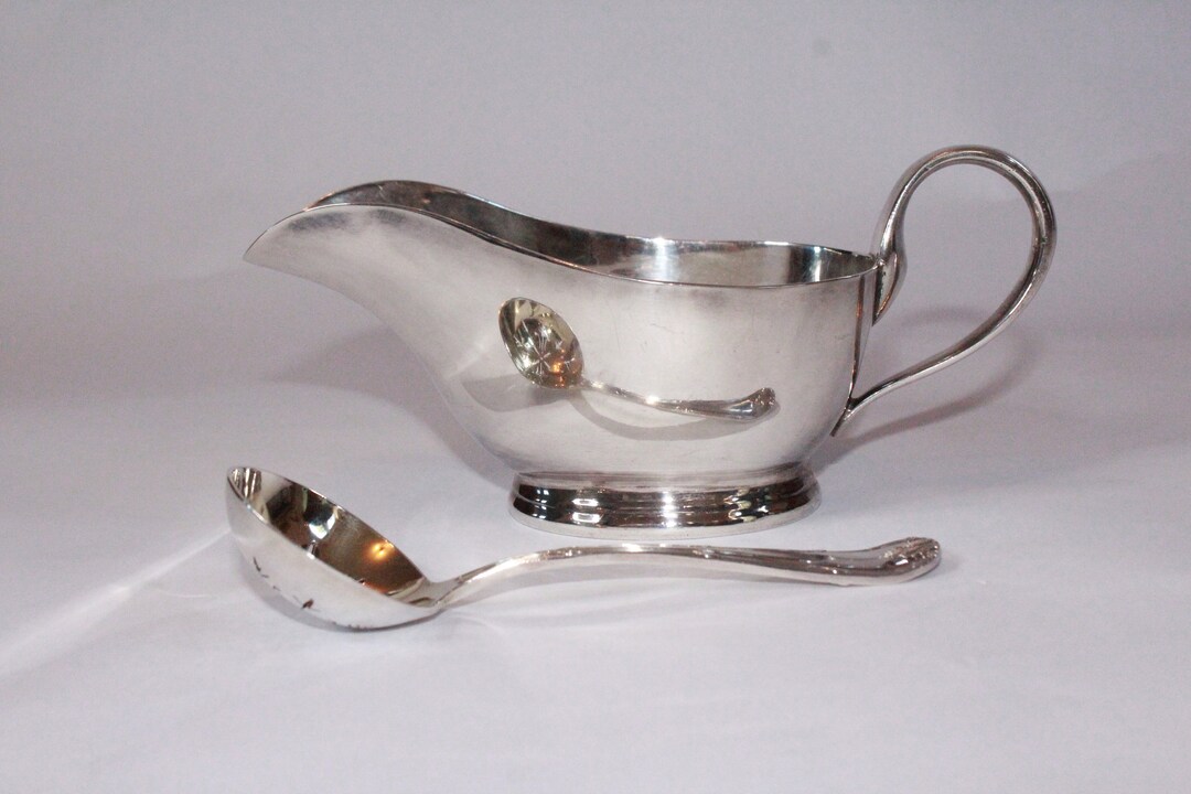 Antique Silver Plated Sauceboat and Sifting Spoon by Mappin & Webb ...