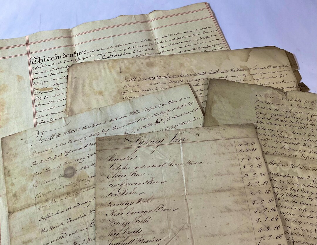 Original 200year Old Documents 18th and Early 19th Century, Five ...
