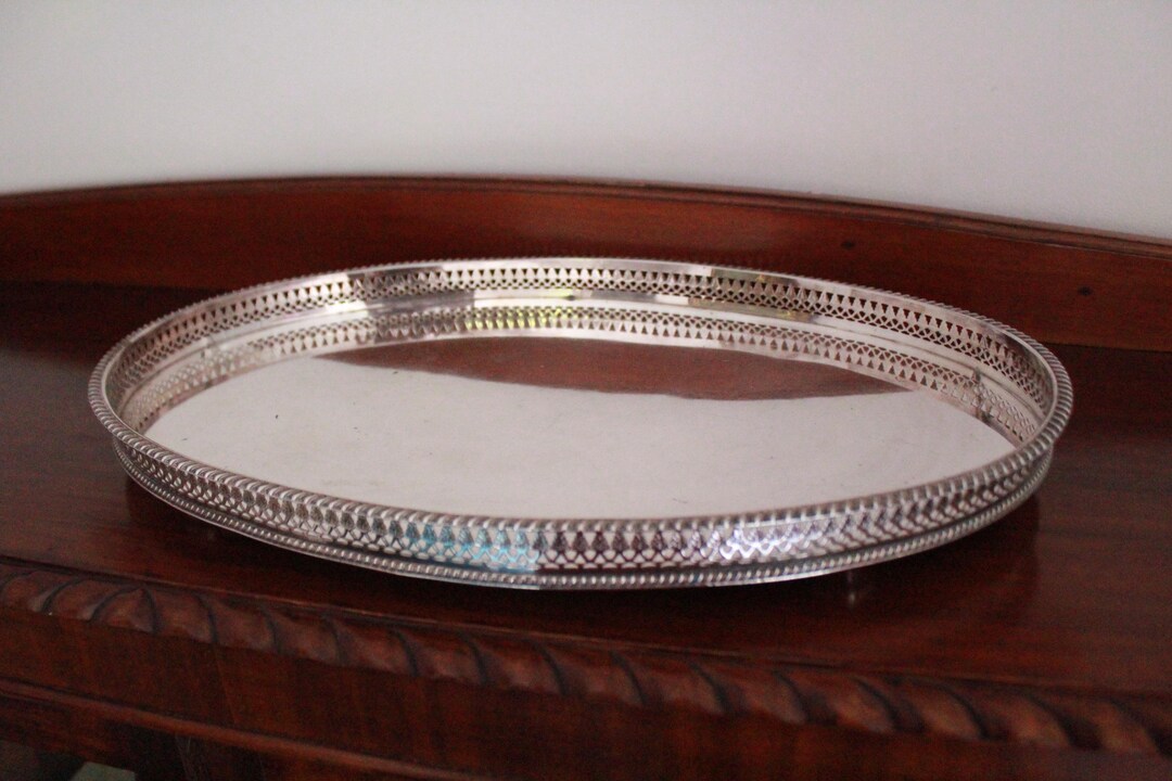 Gallery Tray, Silver Plated Copper Pierced Edging. - Etsy