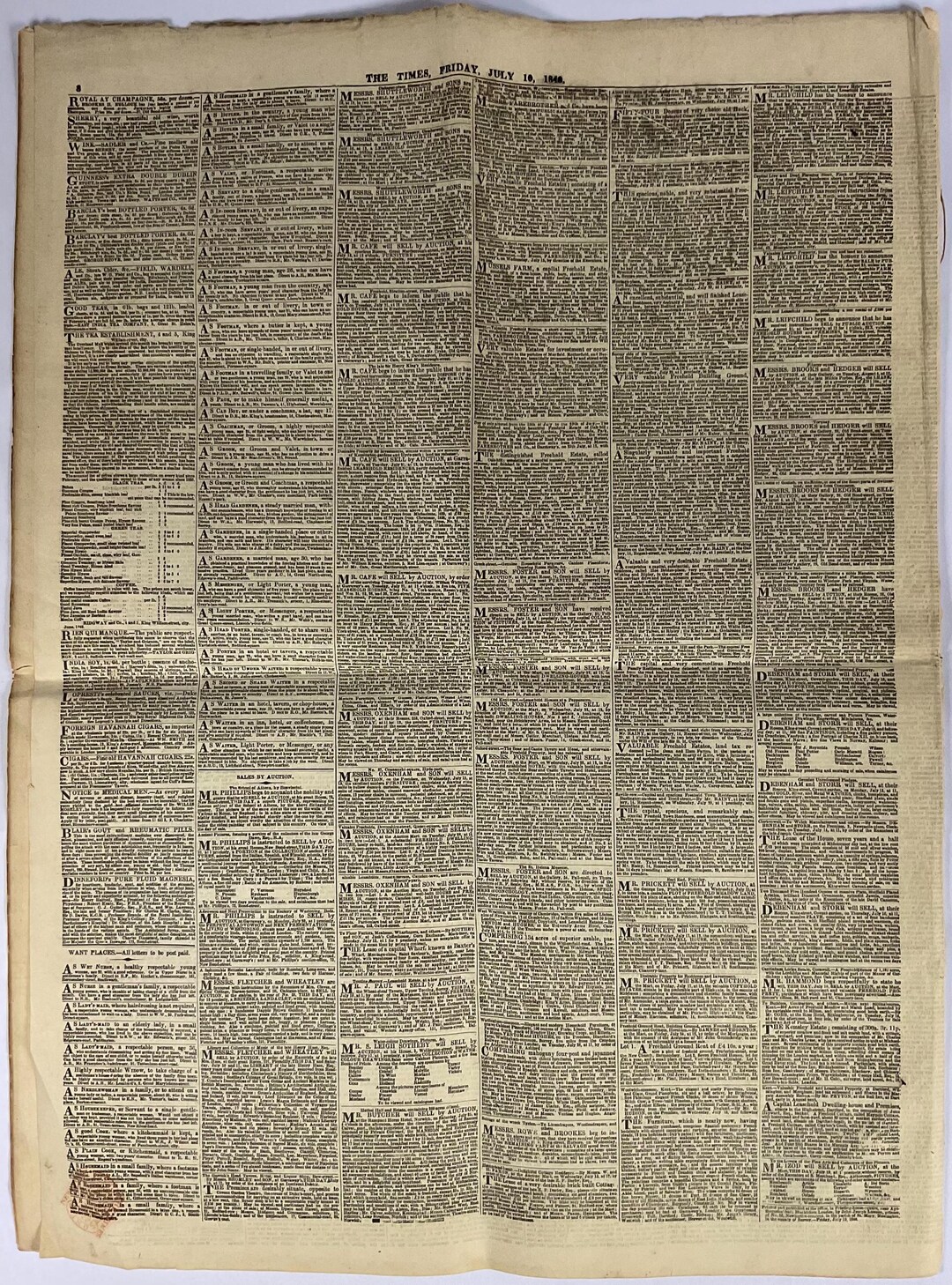 Antique Newspaper. A Copy of the Times From 1840 - Original. - Etsy