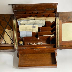 Antique Walnut Stationery Box, a Substantial Desk Item, Early 19th ...