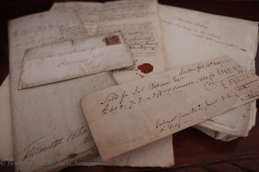 Collection of Antique Documents, 18th and 19th Century, All Original ...