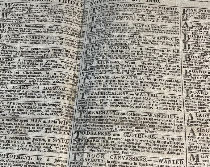 1840 Edition of the Times, London. Antique Newspaper. - Etsy