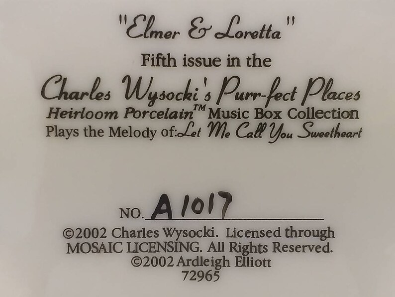 Ardleigh Elliott Music Box elmer and Loretta Part | Etsy