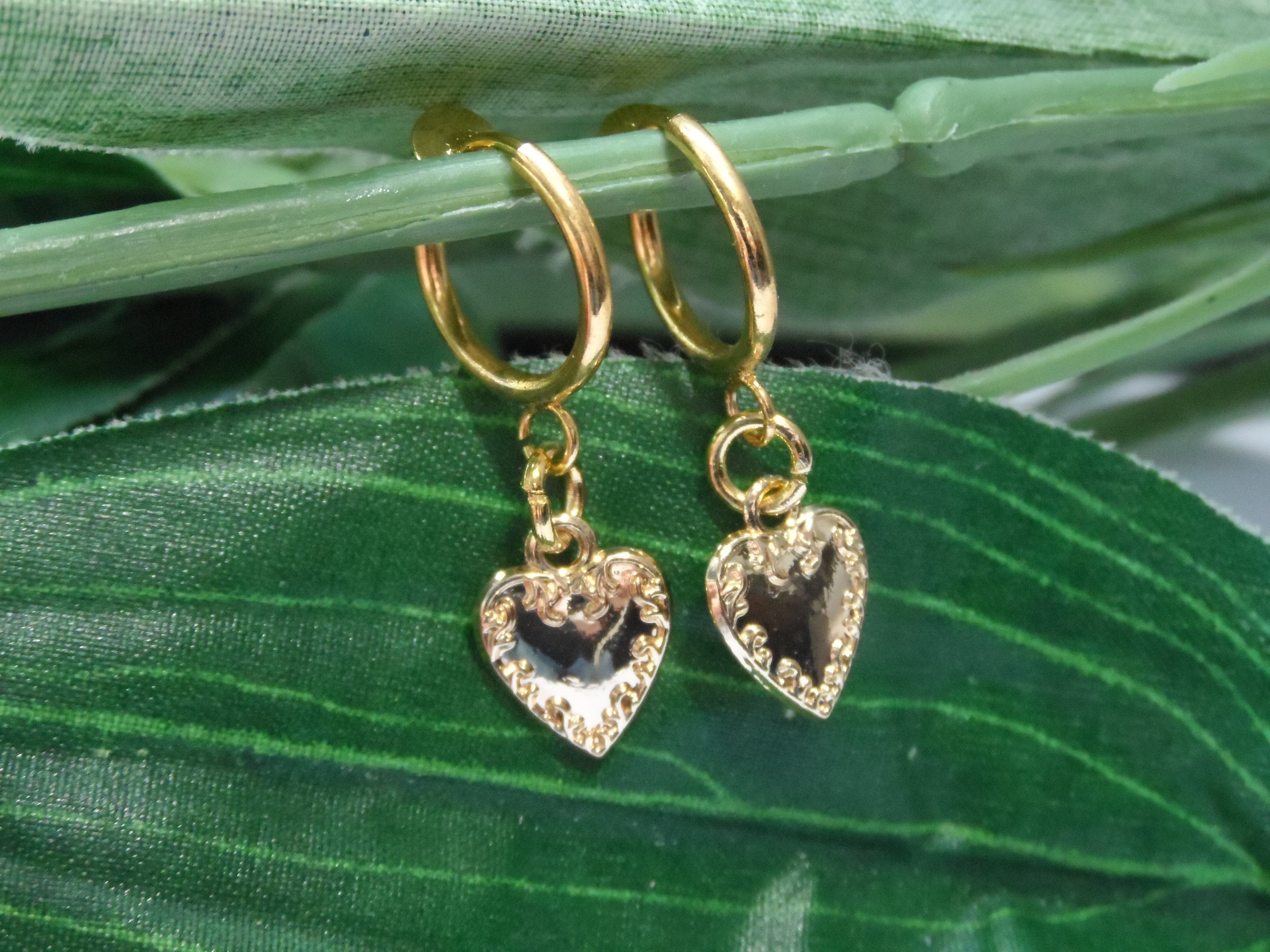 Heart Hoop Dangle Clip on Earrings Girls Dangle Earrings - Etsy