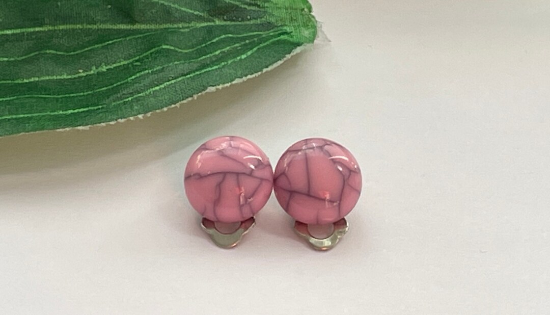 Girls Pink Clip on Earrings, Pearl Earrings, Pink Earrings, Clip on ...