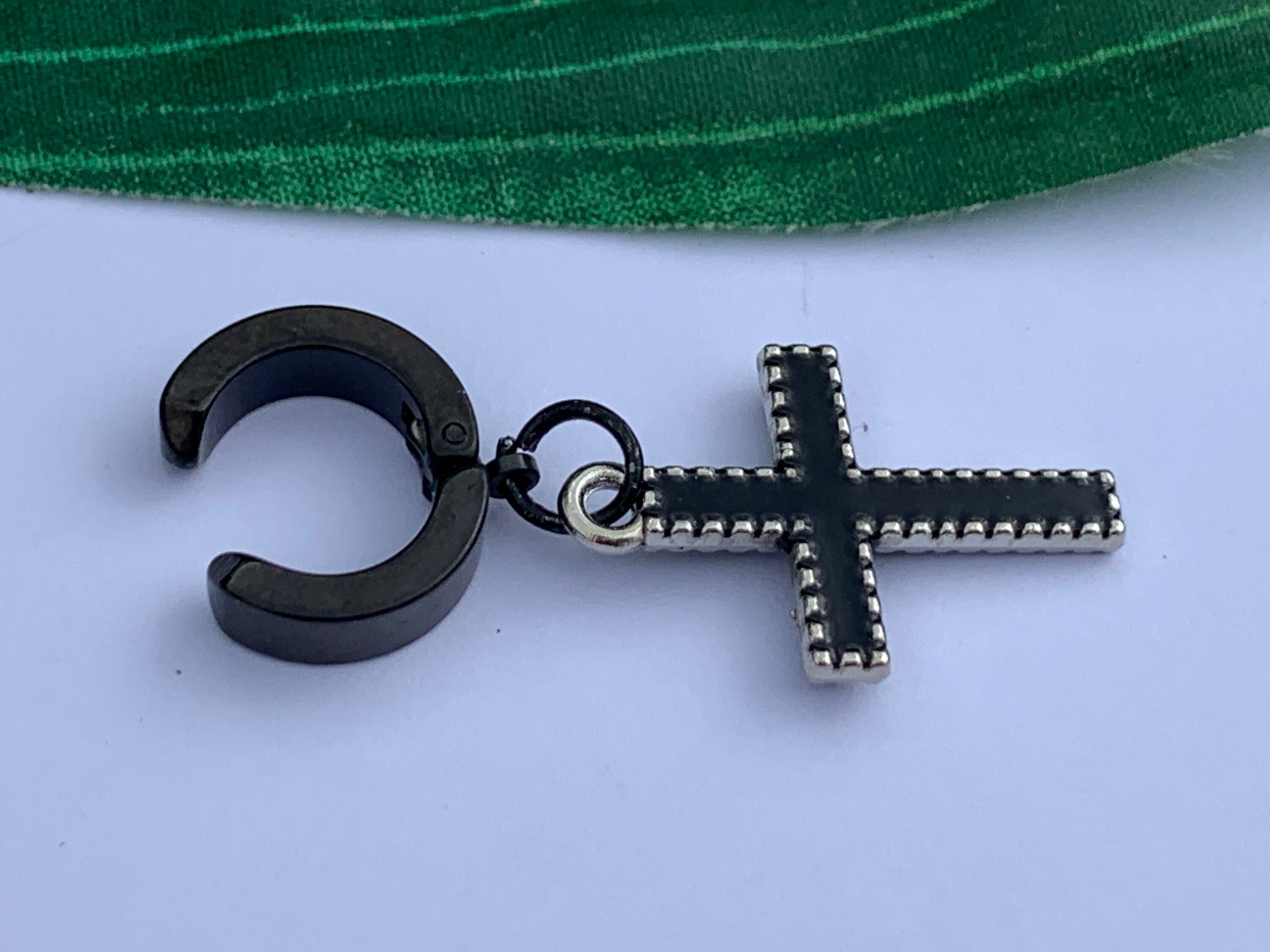 Cuff Cross Clip on Dangle Earring, Boys Cross Dangle Earring, Cuff Clip ...