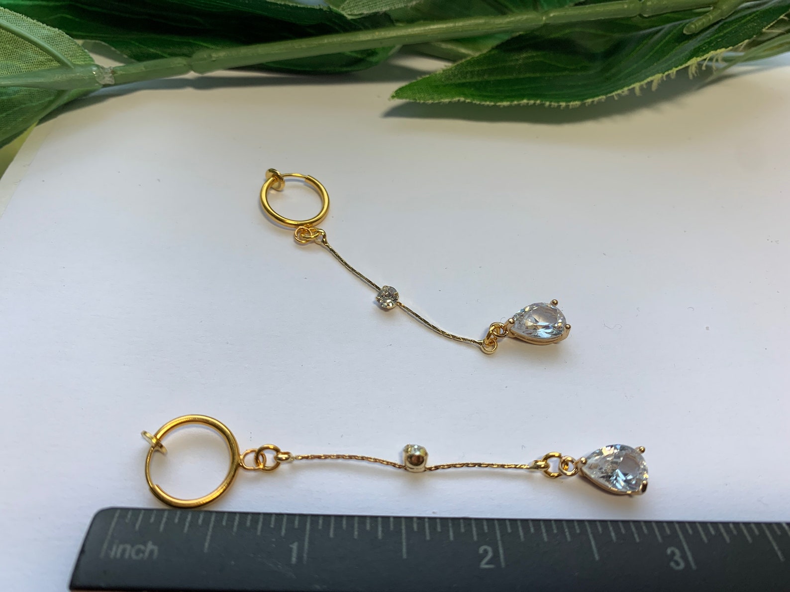 Rhinestone Hoop Dangle Clip on Earrings Girls Dangle - Etsy UK