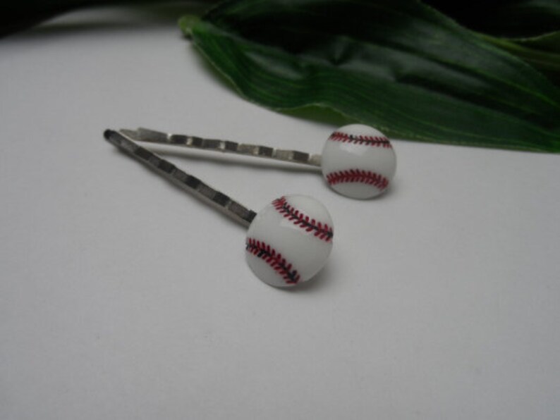 Set of 2 Baseball Bobby Pins Girls Bobby Pins Baseball - Etsy