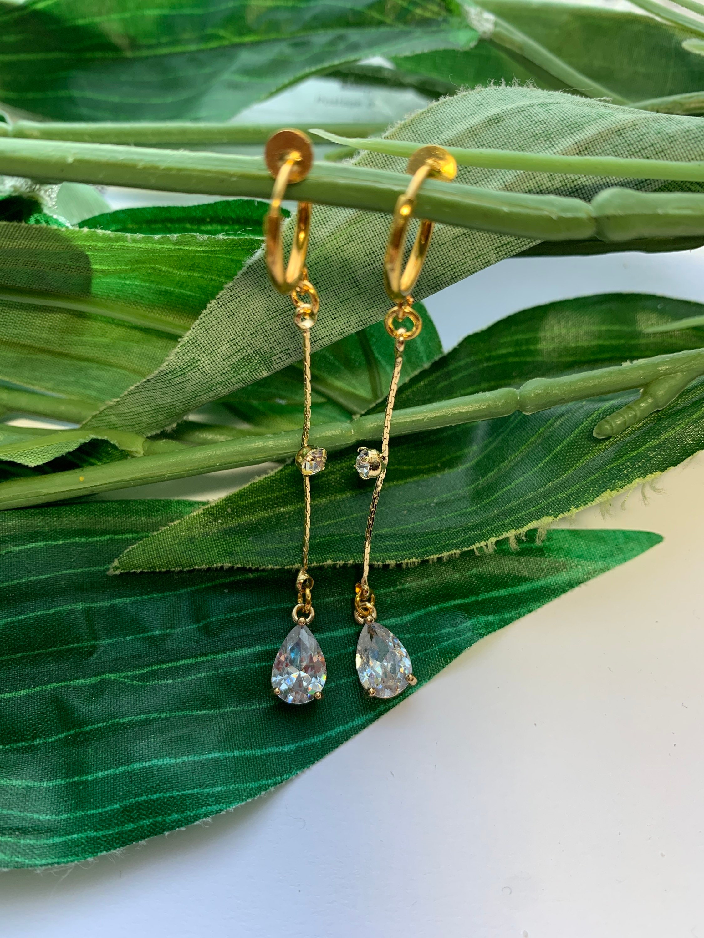 Rhinestone Hoop Dangle Clip on Earrings Girls Dangle - Etsy UK