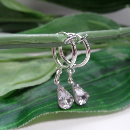 Rhinestone Hoop Dangle Clip on Earrings Girls Dangle - Etsy UK