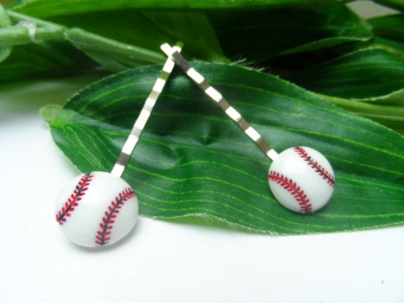 Set of 2 Baseball Bobby Pins Girls Bobby Pins Baseball - Etsy