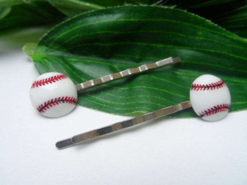 Set of 2 Baseball Bobby Pins Girls Bobby Pins Baseball - Etsy