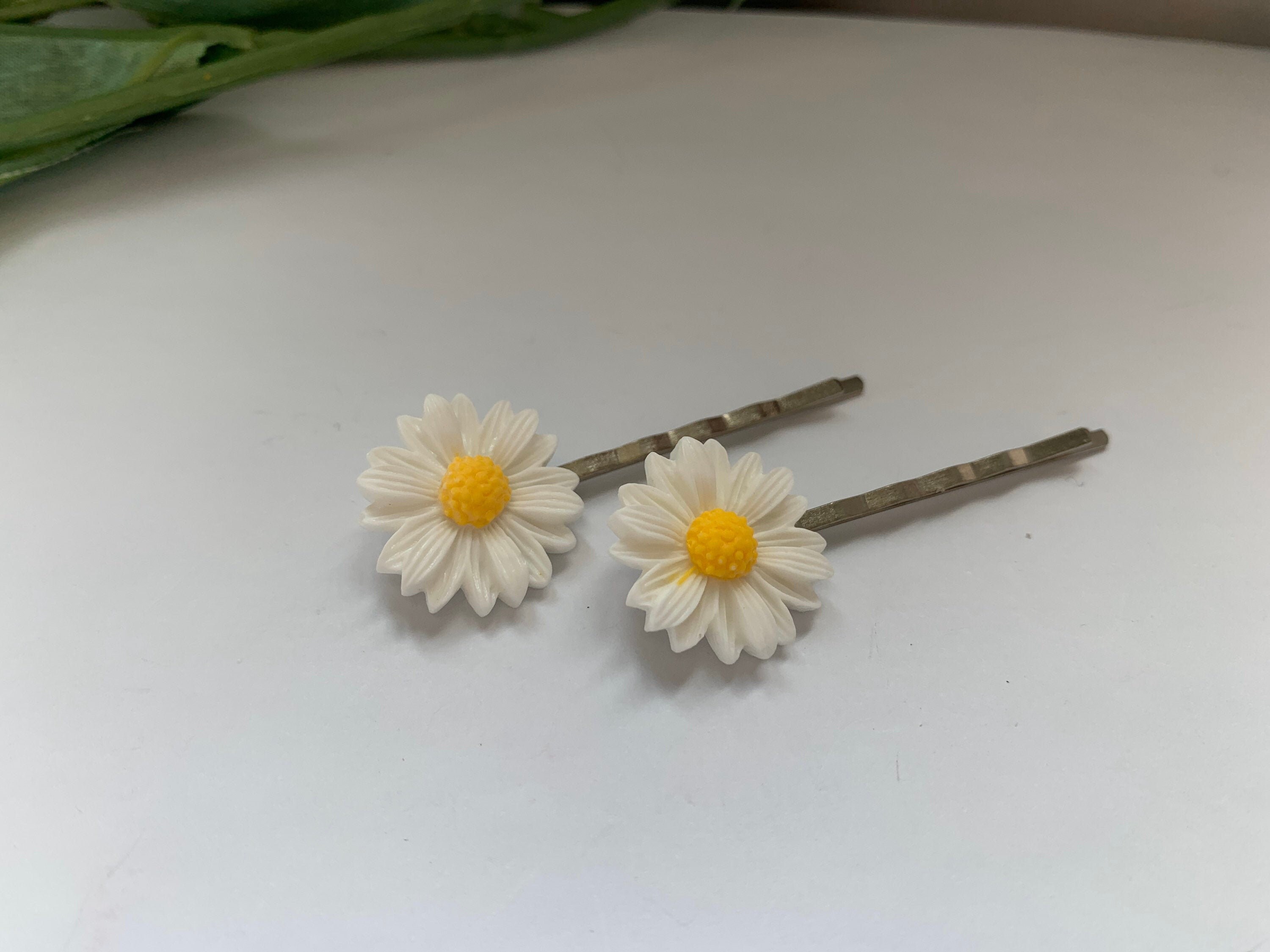 Set of 2 Large Daisy Bobby Pin Hairclips, Daisy Bobby Pin, Girls ...
