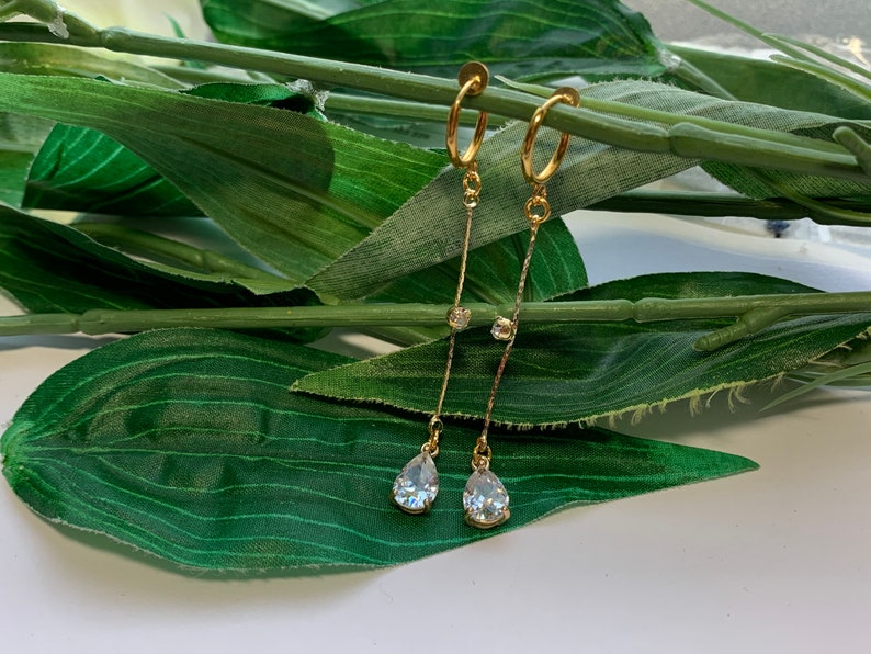 Rhinestone Hoop Dangle Clip on Earrings Girls Dangle - Etsy UK