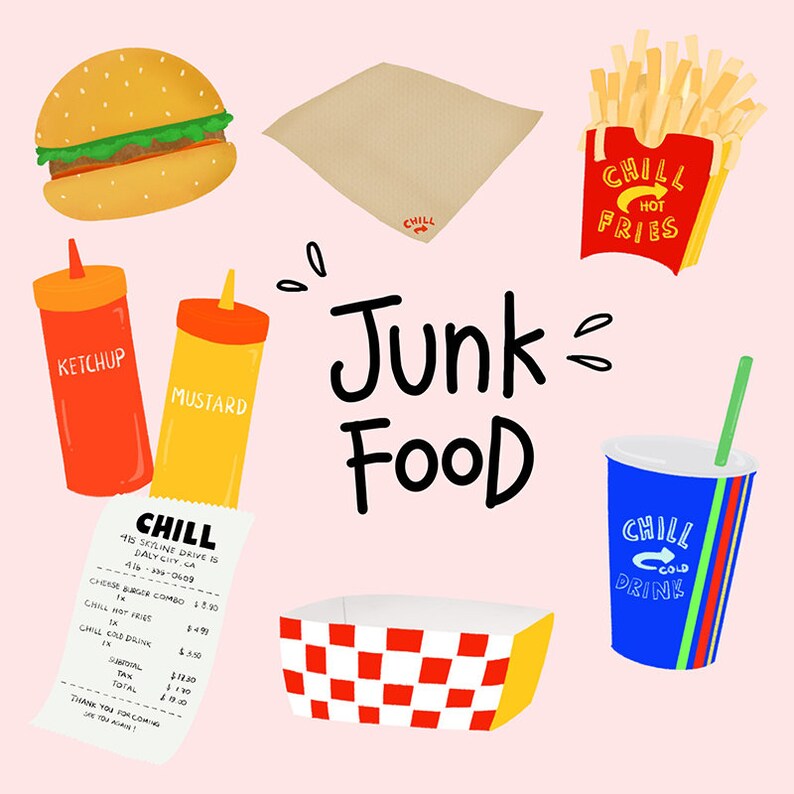 Junk Food Clipart PNG, Junk Food, Burger Clipart, French Fries Clipart ...