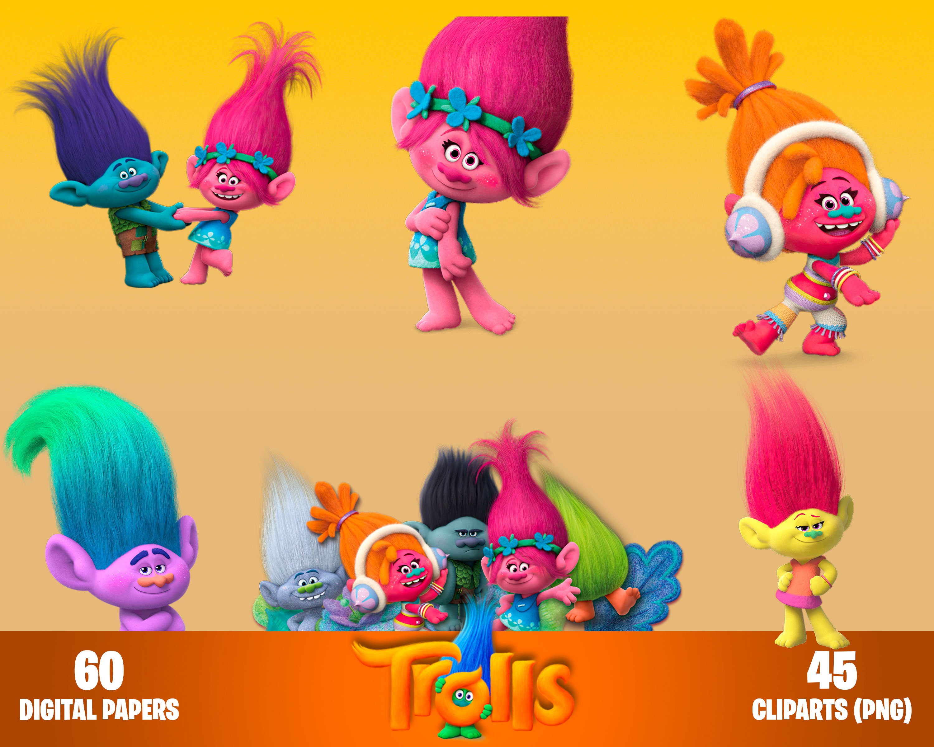 Kit de imágenes digitales TROLLS Scrapbook | Etsy