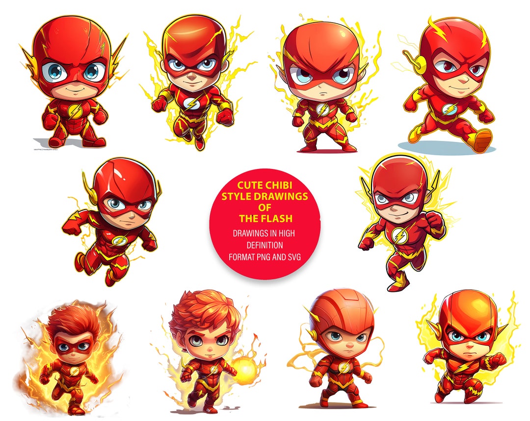Lindo Estilo Chibi El Flash / Para Pegatinas Imprimibles, Camiseta, Etc ...