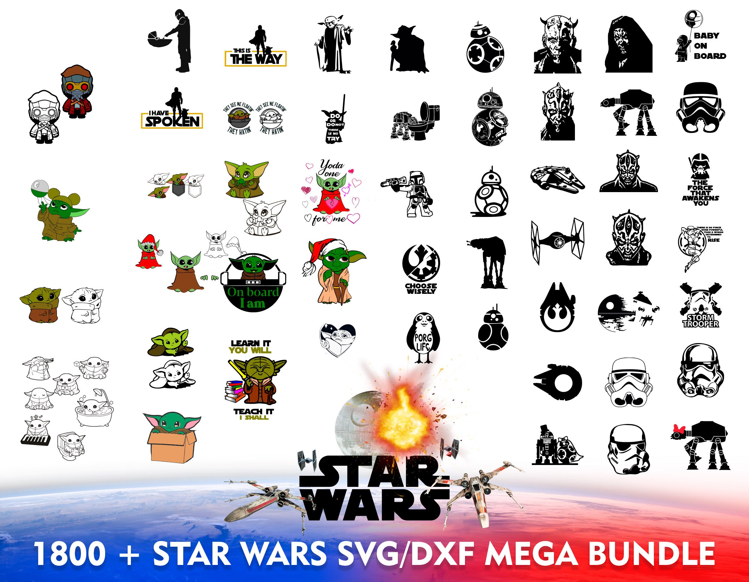 Star Wars Mega Bundle SVG & DXF Over 1800 Cliparts - Etsy