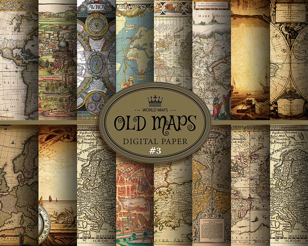 16 Old Maps #3 | Vintage Digital Maps - Etsy
