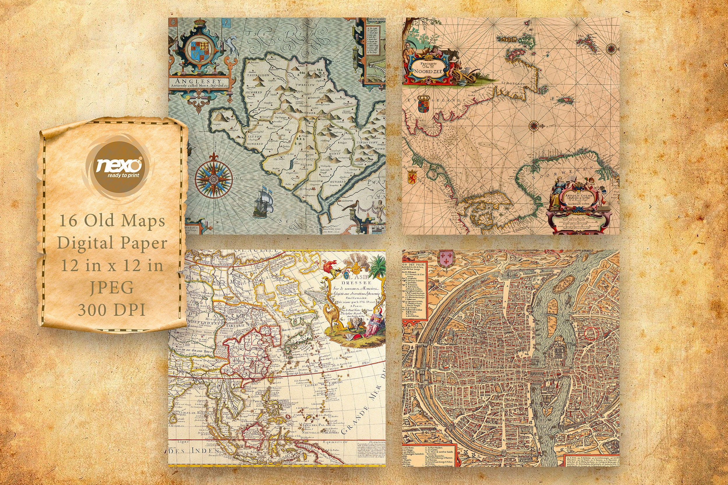 16 Old Maps Vintage Digital Maps | Etsy