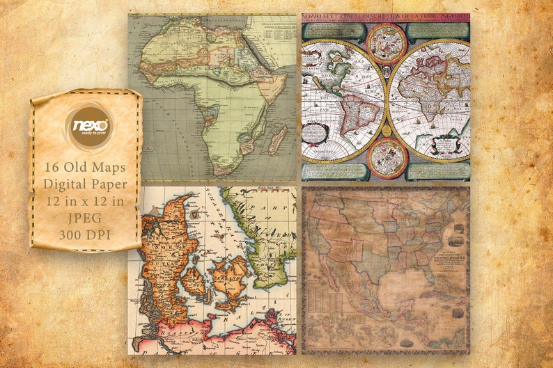 16 Old Maps | Vintage Digital Maps - Etsy