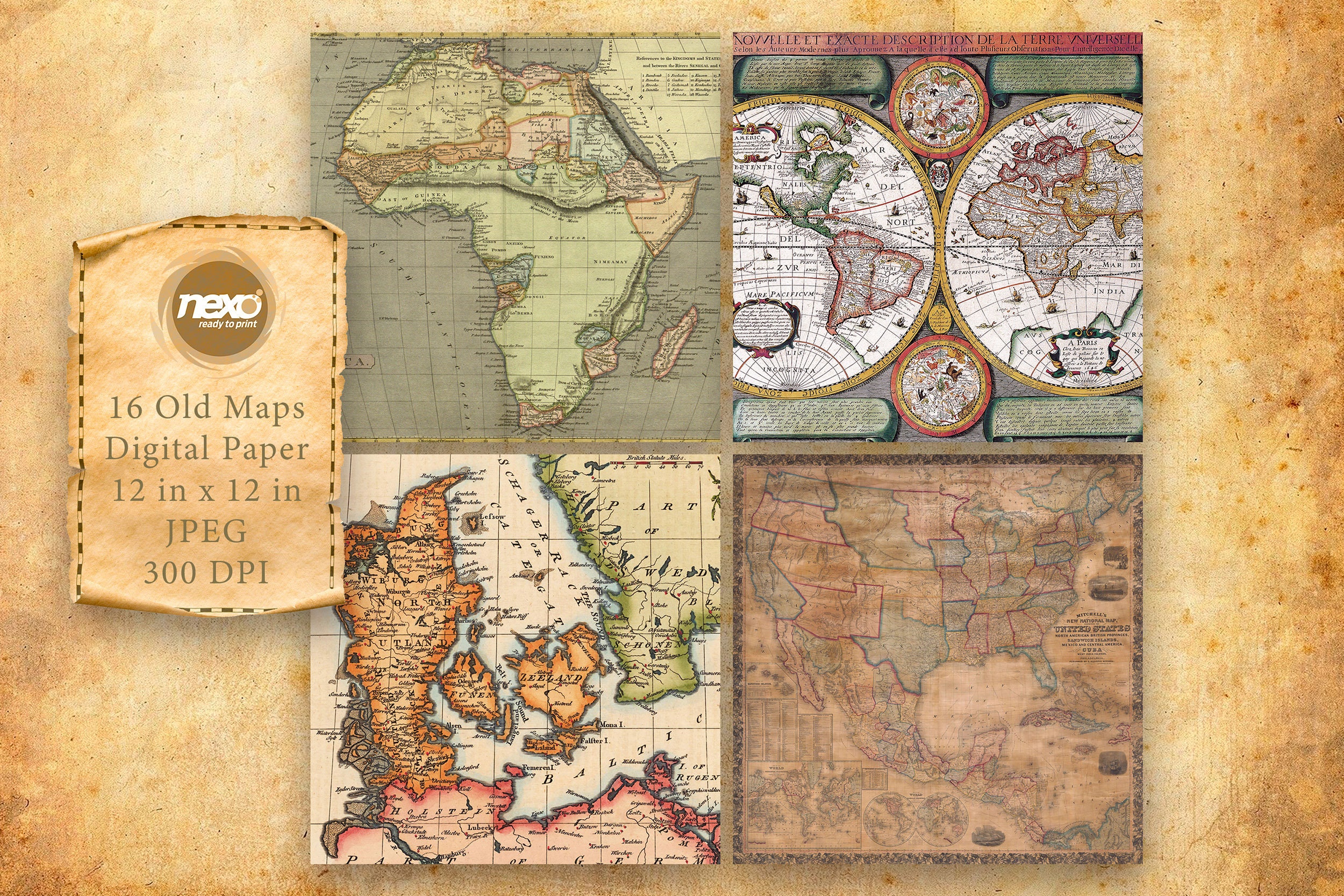 16 Old Maps | Vintage Digital Maps - Etsy