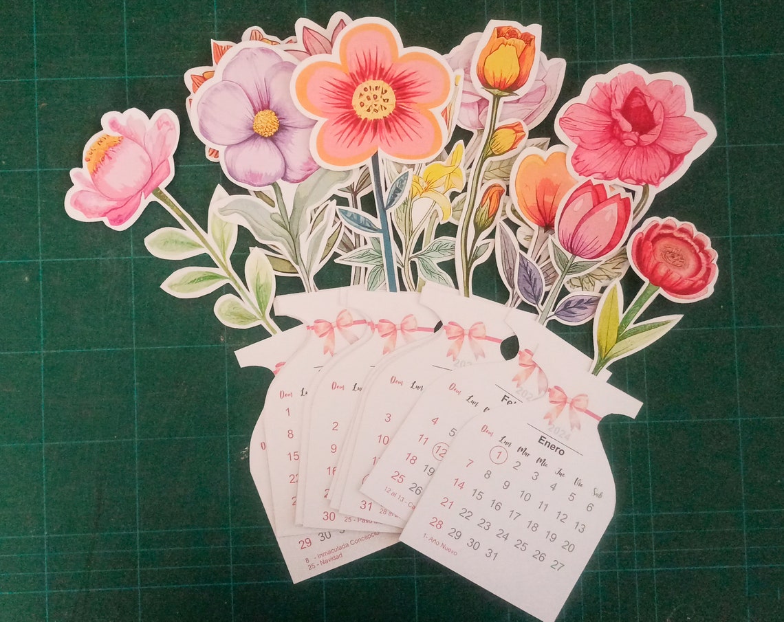 Flower Vase 2024 Calendar | Die Cut Design (PNG, SVG) - Etsy