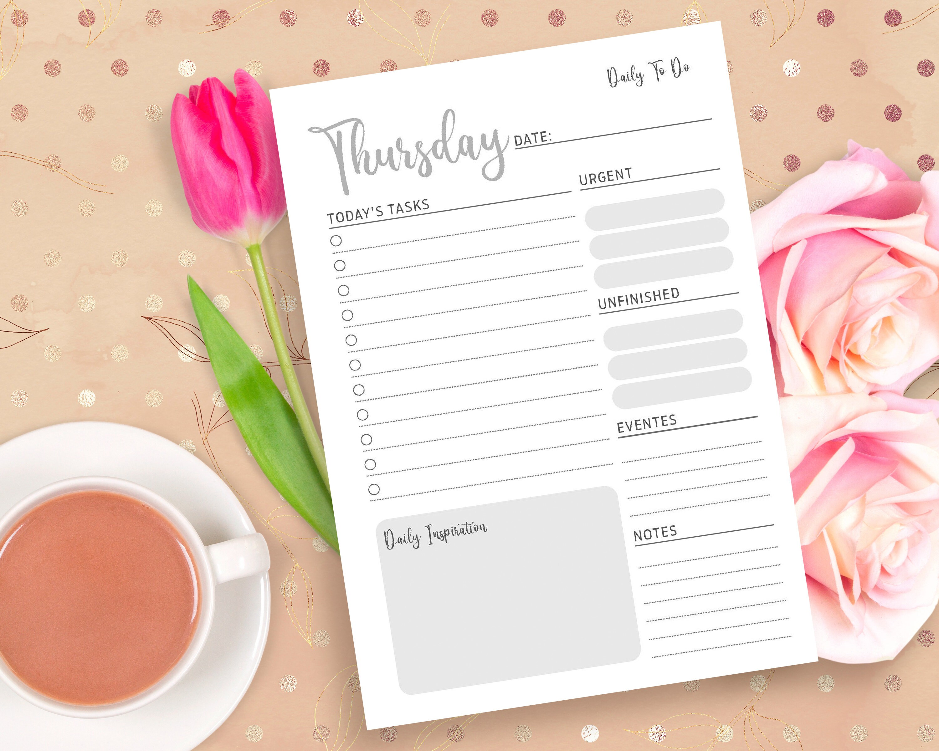 Daily to Do Planner | Printable Organizer | A4, A5 & Letter Size - Etsy