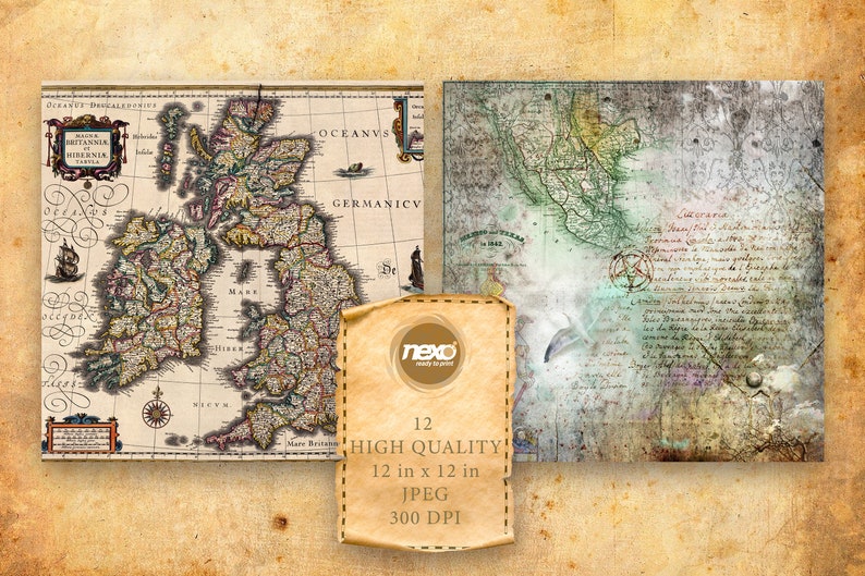 Vintage Digital Maps Digital Paper | Etsy